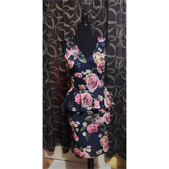 Teget cvetna peplum haljjna S