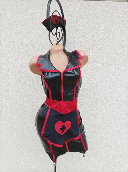 Gothic Fetish Nurse PVC/Latex Haljina S/M