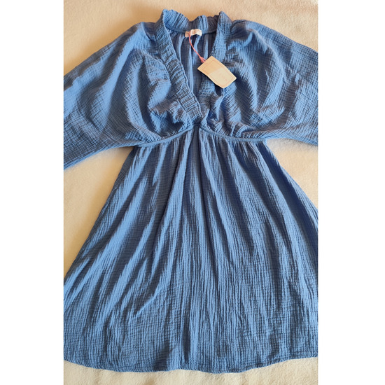 Boho pamučna plava haljina S/M NOVO Sniženo