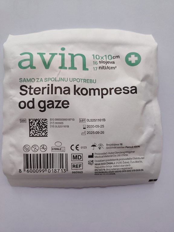Kompresa sterilna 10x10cm 16 slojeva AVIN A1