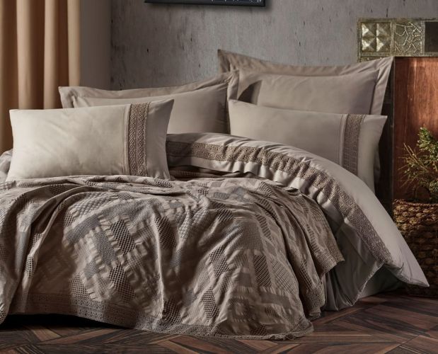Lotus Dream Freya Vizon Mink - Saten Posteljina Set