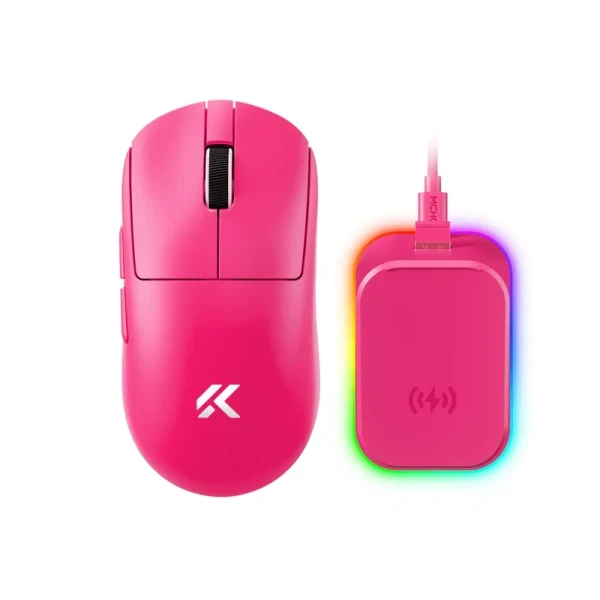 Bežični gaming miš MCHOSE A7 V2 Ultra Plus Rose Red PAW 3950 8K Hz Omron Mechanical