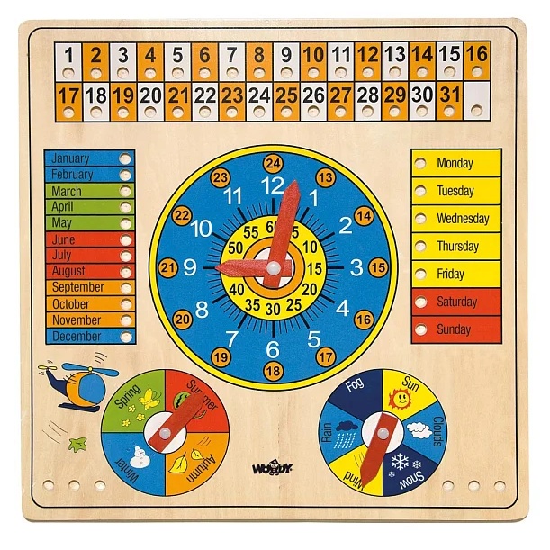 Woody – Drveni kalendar, sat, godisnja doba, dani u sedmici – Engles