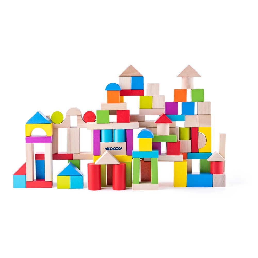Woody – Drvene kocke u boji, 100 delova