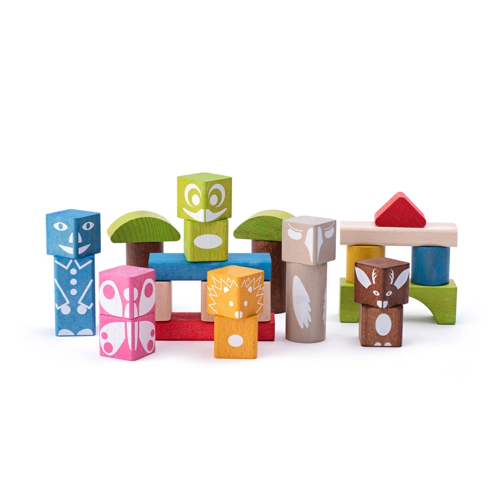 Woody – Drvene kocke u boji, 26 komada
