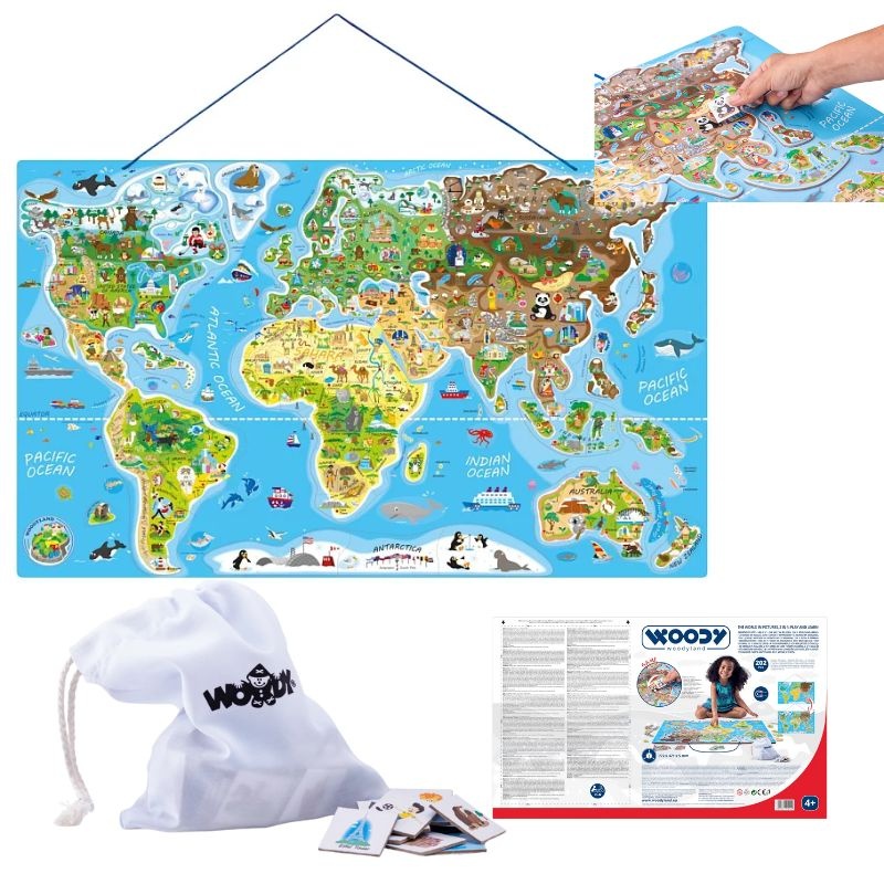 Woody – Magnetna mapa sveta – 2 u 1 igraj se i uci
