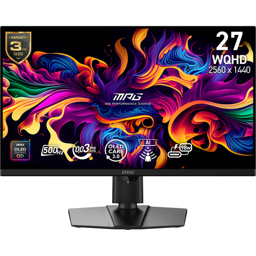 27 inča MPG 271QR QD-OLED X50 2560x1440 OLED 500Hz G-Sync gaming monitor