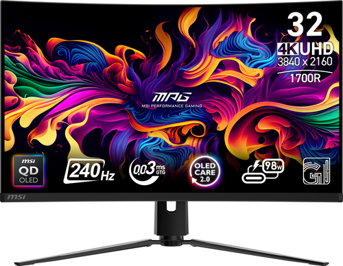 32 inča MPG 321CURX QD-OLED, 4K UHD 3840x2160 QD OLED 240 Hz G-Sync zakrivljeni gaming monitor