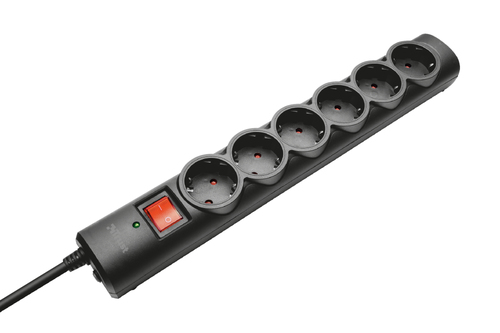 Strujni kabel TRUST Surge Protector 6 mesta/1.8m/crna