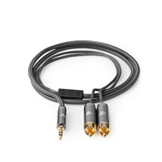 NEDIS CATB22200GY20, Stereo audio kabl, 3,5 mm muški, 2x RCA muški, Pozlaceni, 2,00 m, Okrugli, Sivi