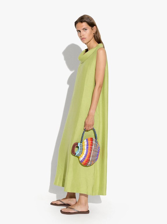 PLAIN LONG DRESS 100% LINEN