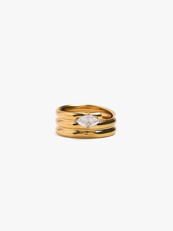 SPIRAL EFFECT RING WITH ZIRCONIA - STAINLESS STEEL