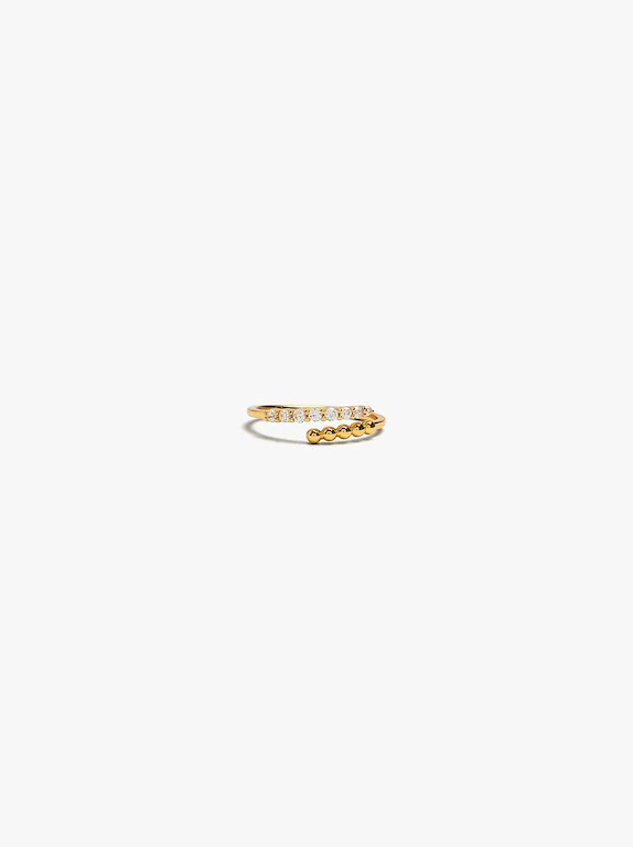 CROSSED RING WITH CUBIC ZIRCONIA 18K GOLD PLATED - 925 STERLING SILVER