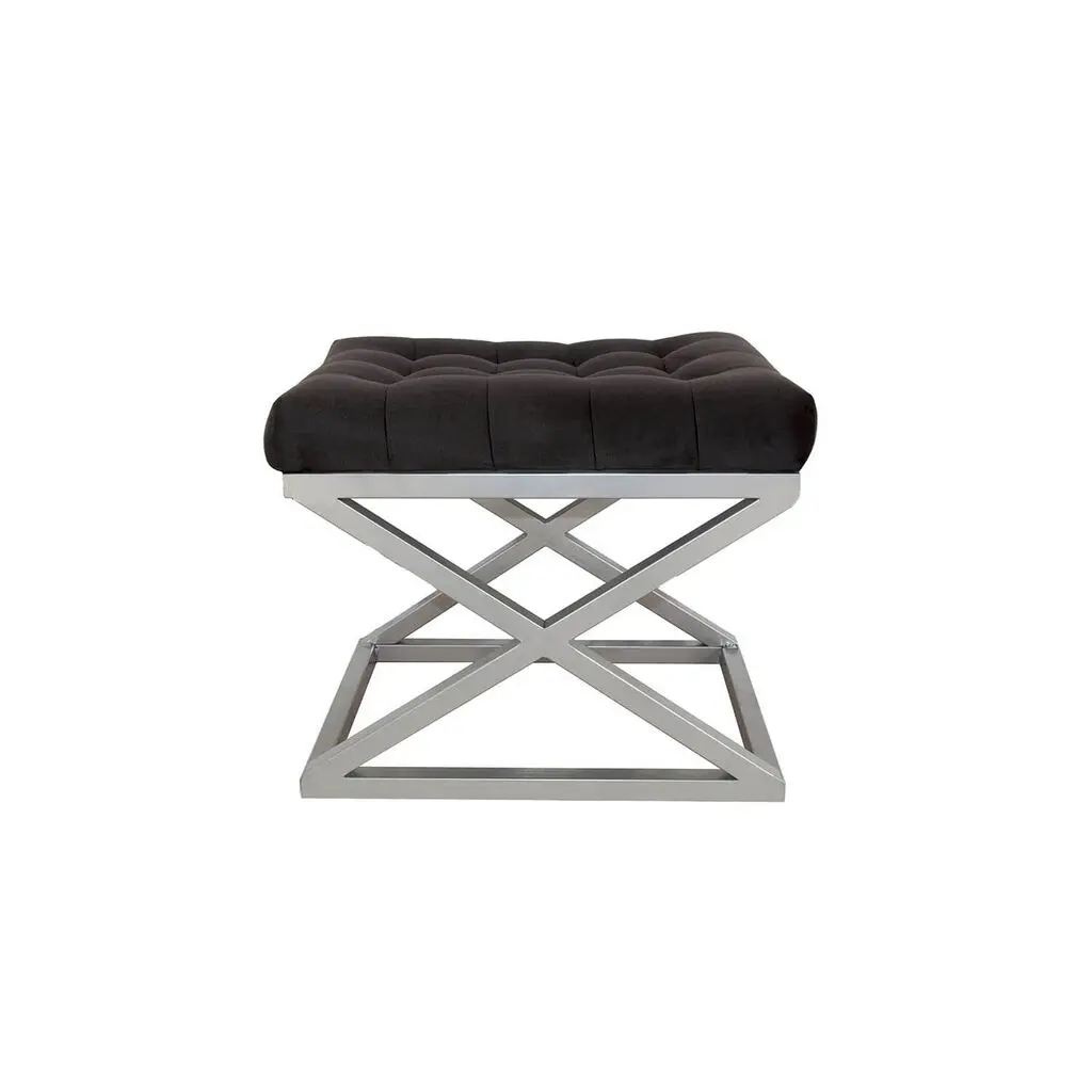 Atelier del Sofa Tabure 50x42x40cm, Srebrno-Crno