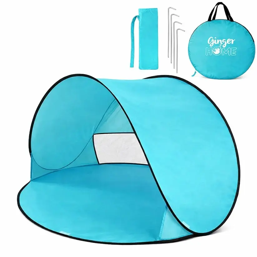 KINDER HOME Dečiji šator za igru na rasklapanje sa UV zaštitom 50+ - okrugli, lagan i sklopiv, za plažu i baštu, 150×150×90 cm