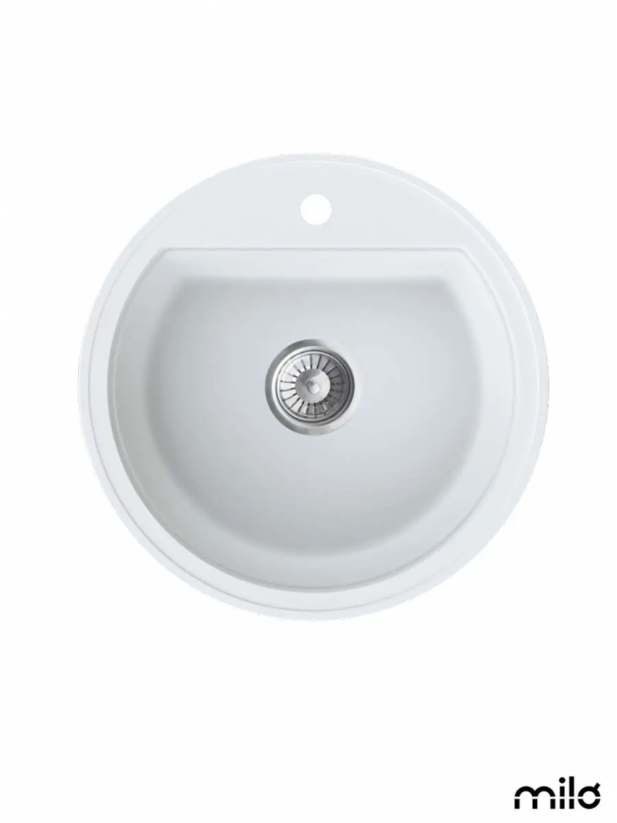 Milo Granitna sudopera Essence, o90, O51cm, Magnesia white sifon