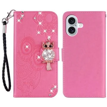 IPHONE 16 OWL RHINESTONE WALLET CASE