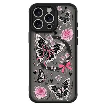 IPHONE 15 PRO MAX STYLISH PROTECTIVE MAGNETIC CASE - BUTTERFLIES / ROSES