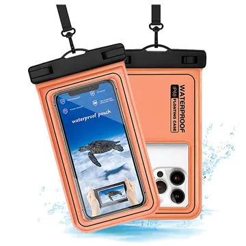 IP68 WATERPROOF FLOATING CASE FOR SWIMMING, DIVING AND SURFING - ORANGE
