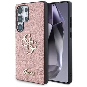 SAMSUNG GALAXY S25 ULTRA GUESS FIXED GLITTER 4G METAL LOGO MASKA - ROZE