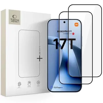 XIAOMI 17T TECH-PROTECT GLASS FIT+ TEMPERED GLASS SCREEN PROTECTOR - 2 PCS. - BLACK