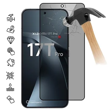 XIAOMI 17T PRO PRIVACY FULL COVER FULL COVER ZAŠTITNO KALJENO STAKLO - 9H - CRNE IVICE