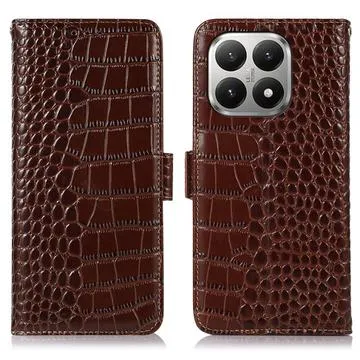 XIAOMI 17T PRO CROCODILE SERIJA KOŽNA MASKA-NOVČANIK SA RFID-OM - BRAON