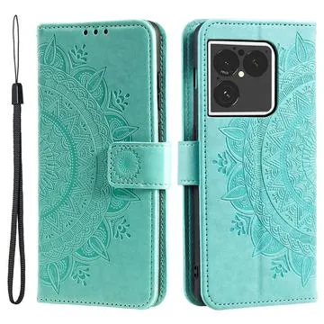 SONY XPERIA 1 VIII MANDALA WALLET CASE WITH WRIST STRAP - MINT GREEN