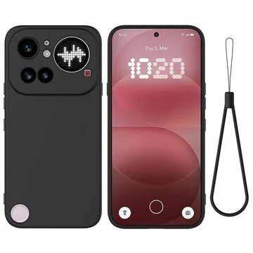 NOTHING PHONE (4A) PRO LIQUID SILICONE CASE WITH HAND STRAP - BLACK