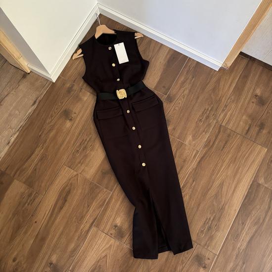 Zara viralna crna midi haljina Novo