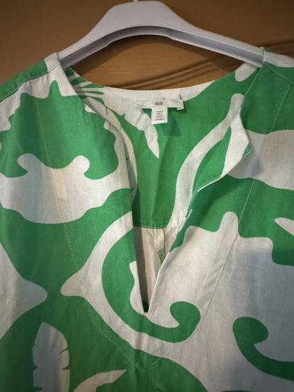 Zelena duža midi haljina sa belim printom H&M