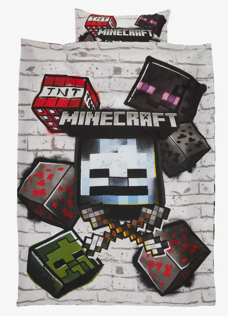 Dečјi set posteljine Aurora Minecraft, 140x200, sivi