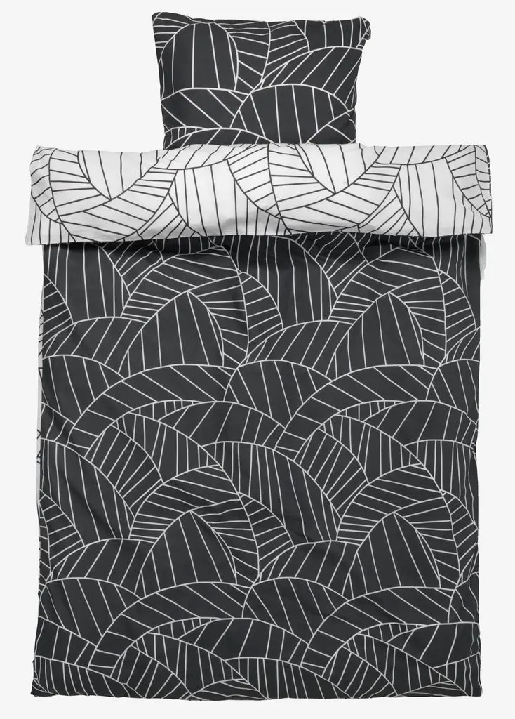 Posteljina od perkala Aurora, 140x200 cm, bela/siva