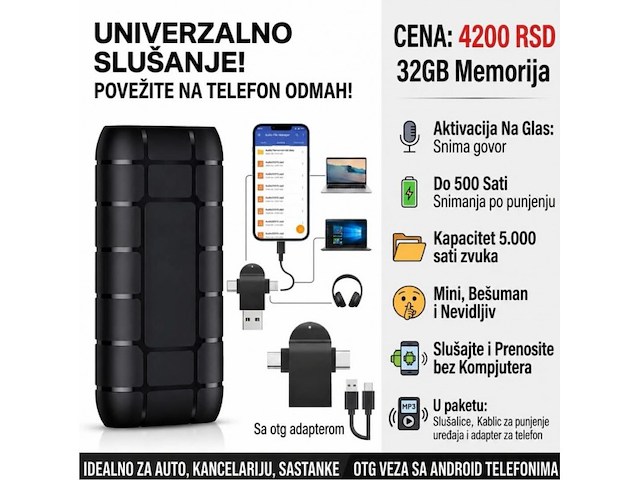 Profesionalni špijunski prisluškivač diktafon 32gb