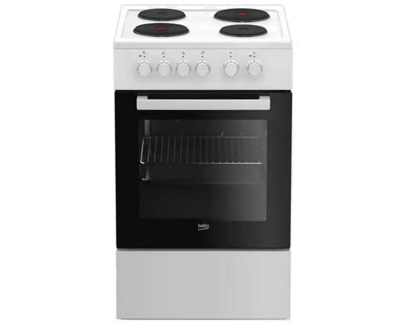 Beko Električni šporet FSS56000W, 4 Grejne zone, Konvencionalna rerna, Beli