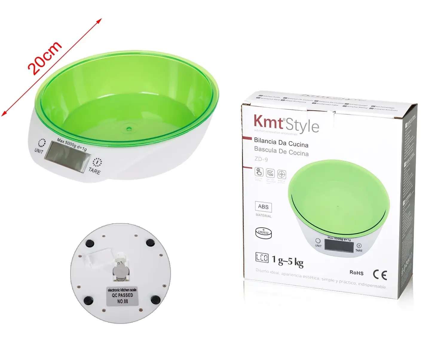 KMT Kuhinjska elektronska vaga, 5kg, Belo-zelena