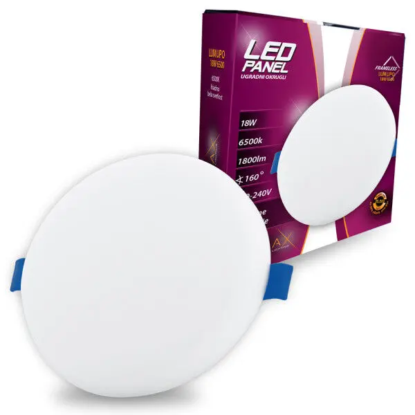 Lumax Ugradn okrugli LED panel High Lumen Frameless Lumupo, 18W, 6500K, 1800lm, Φ124x45