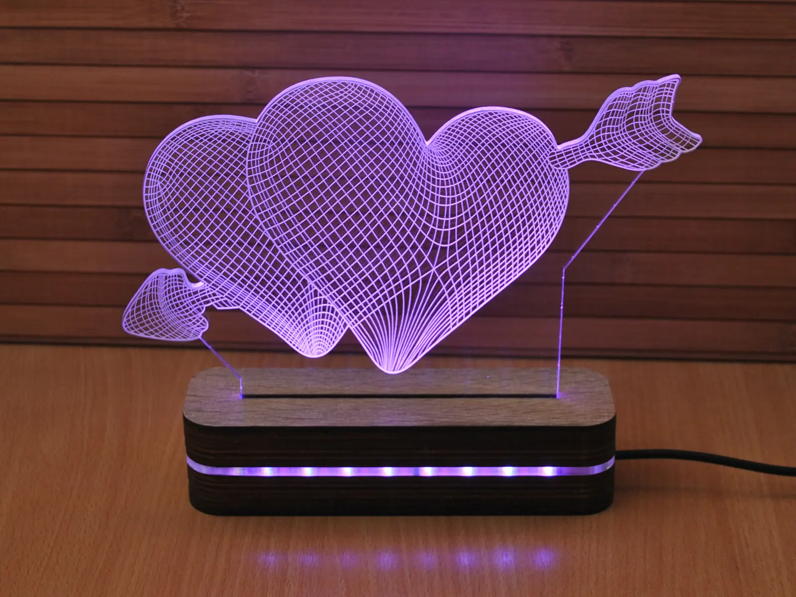 Black Cut 3D Lampa Srce RGB