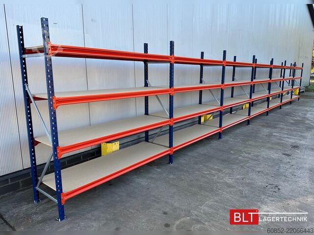 Regal širokog raspona za skladištenje
ca. 57 lfm. Weitspannregale H: 200 cm T: 60 cm , 400 kg Fachlast , 4 Ebenen