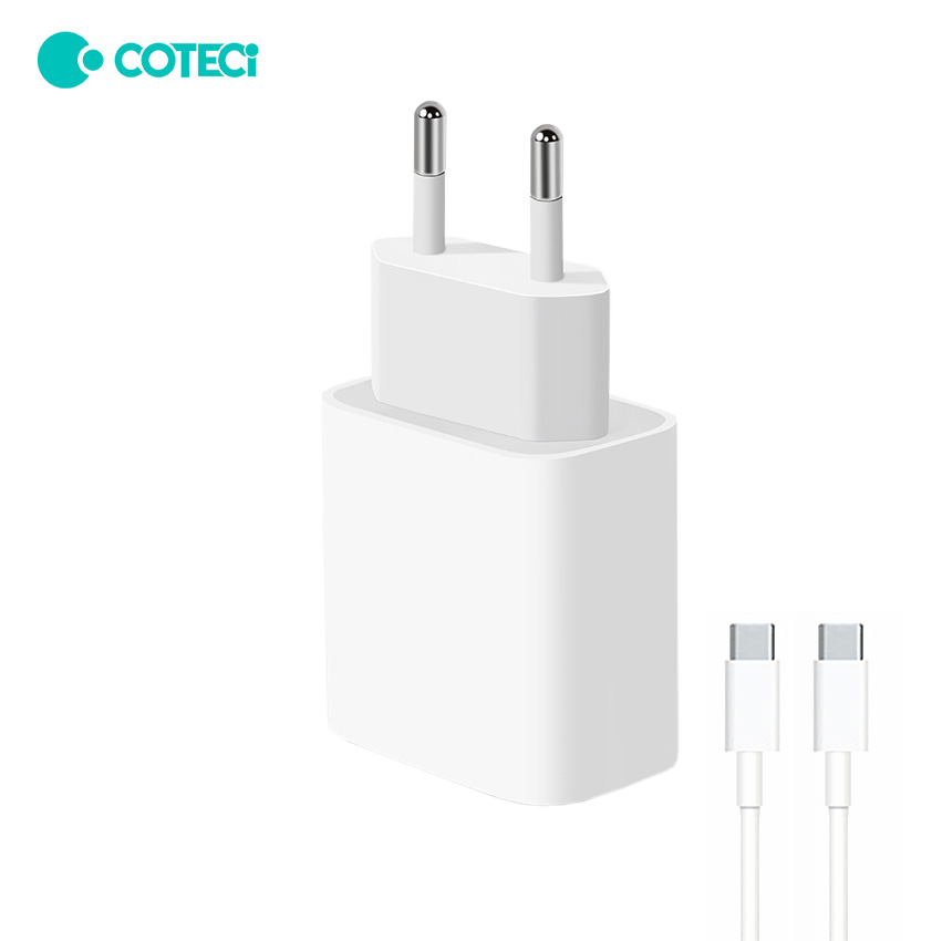 Kucni punjac Coteci 20W sa PD na Type C kablom beli