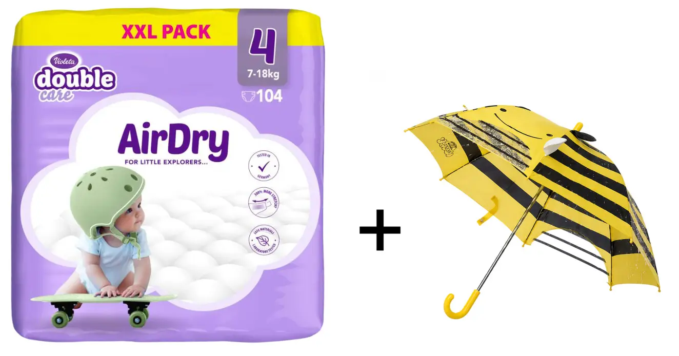 Violeta DC Pelene Air Dry 4, 7-18 kg, 104/1 + Kišobran pčelica