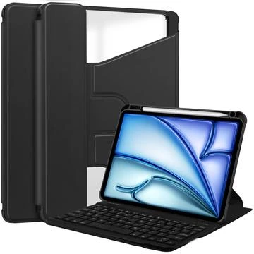 IPAD AIR 13 2024/2025/2026 360 ROTATING SMART CASE WITH BLUETOOTH KEYBOARD - BLACK