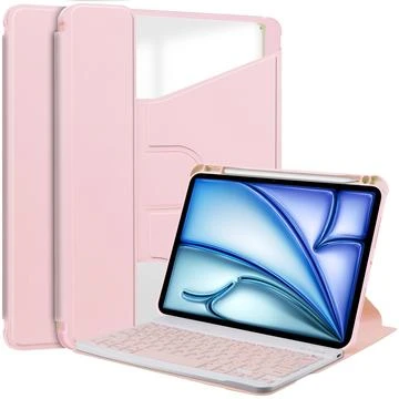 IPAD AIR 13 2024/2025/2026 360 ROTATING SMART CASE WITH BLUETOOTH KEYBOARD - PINK