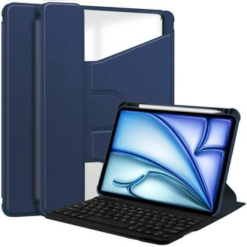IPAD AIR 13 2024/2025/2026 360 ROTATING SMART CASE WITH BLUETOOTH KEYBOARD - DARK BLUE