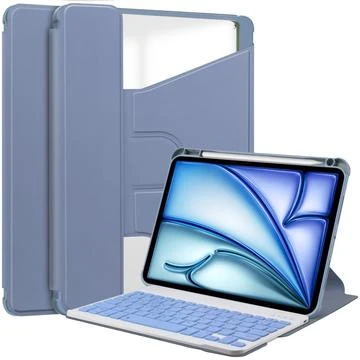 IPAD AIR 13 2024/2025/2026 360 ROTATING SMART CASE WITH BLUETOOTH KEYBOARD - PURPLE