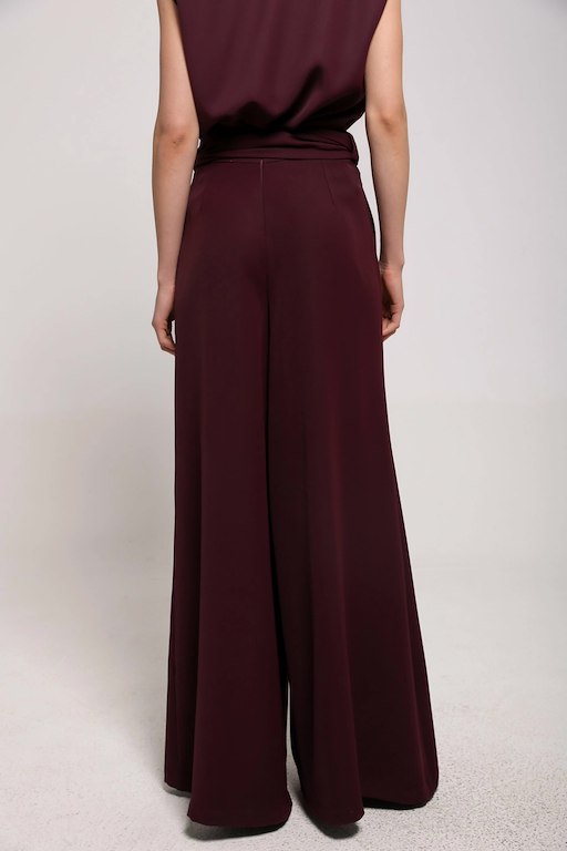 ŠIROKE BORDO PANTALONE SA POJASOM