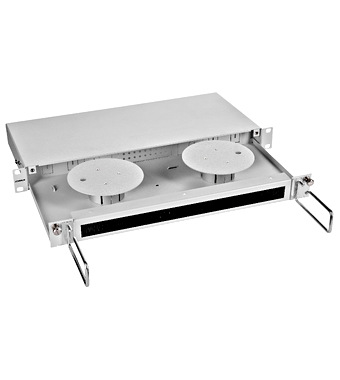 19"Spremnik za višak FO kabla sa četkom,dubine 210mm,1U,sivi
RAL7035 (svetlo siva), sa 2 kablovska držača prečnika 110mm