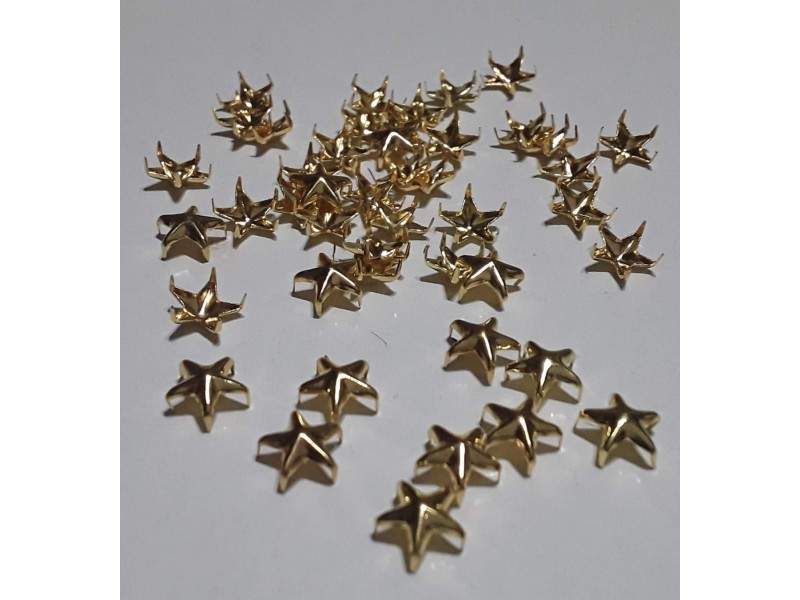 Metalne zvezdice za odeću – zlatne, set 50 komada