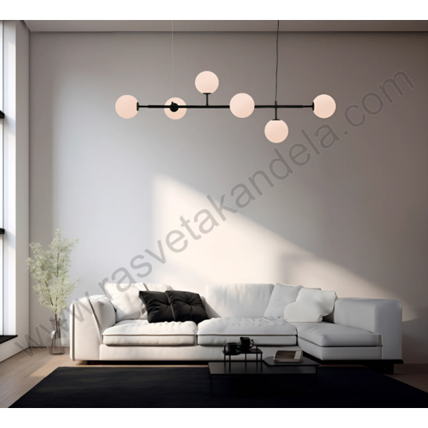 Visilica 6xG9 opal belo staklo S011