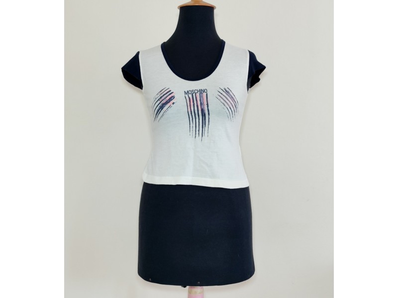Pamučna top majica Moschino natpis, XS